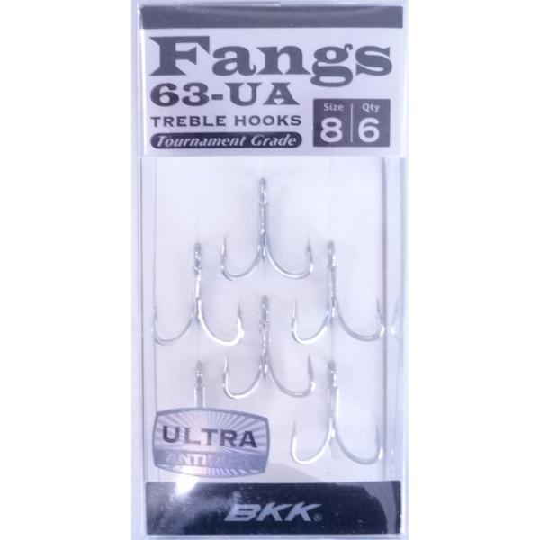 メーカー：BKK　フック商品名：ファングス 63 UAソルトフィッシングにおける強化フック。大物に主導権を渡さないパワーファイトを可能にする線径3X。UA(ウルトラアンチラスト)コーティングを採用し、腐食に非常に強く、強度を長く保持します。...