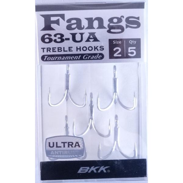 メーカー：BKK　フック商品名：ファングス 63 UAソルトフィッシングにおける強化フック。大物に主導権を渡さないパワーファイトを可能にする線径3X。UA(ウルトラアンチラスト)コーティングを採用し、腐食に非常に強く、強度を長く保持します。...