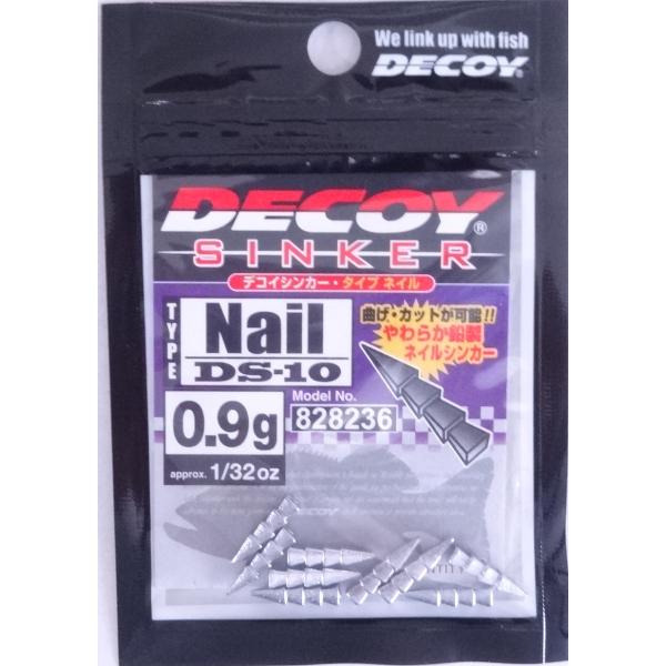 メーカー： カツイチ　デコイ商品名： デコイシンカー　タイプネイル DS-10リグったまま簡単にウェイトUPが可能なネイルシンカーワームに突き刺して使用できるネイルタイプのシンカーです。スイミングバランスの安定化や、フォールスピードを変える...