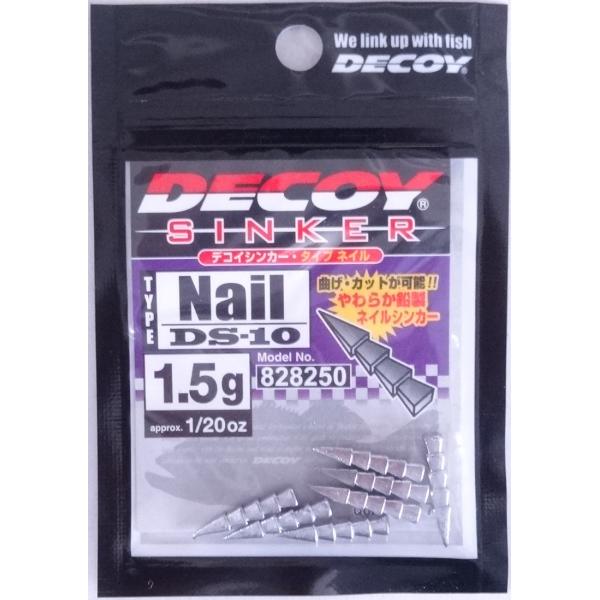 メーカー： カツイチ　デコイ商品名： デコイシンカー　タイプネイル DS-10リグったまま簡単にウェイトUPが可能なネイルシンカーワームに突き刺して使用できるネイルタイプのシンカーです。スイミングバランスの安定化や、フォールスピードを変える...