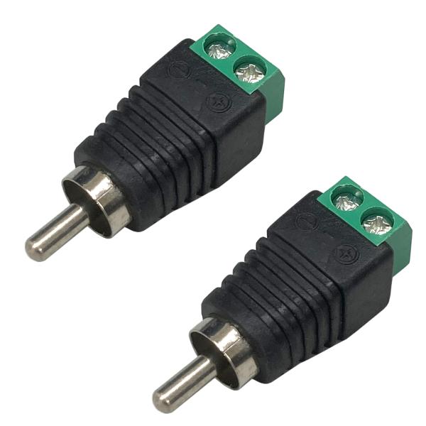 電話線・AE線・警報線などの2心線に、音声信号を伝送する場合に、2芯線をRCA入出力機器と接続する便利なコネクタです。プラスドライバーで締めるだけで、電源線の接続が出来ます。また、取外しが何度でも出来る為便利RCA型プラグ - 2芯接続型