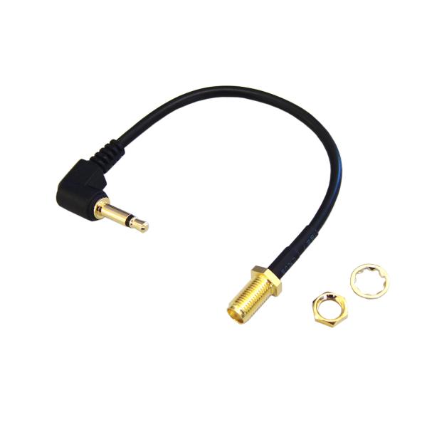 【端子変換ケーブル】・3.5mm（2極）ミニ端子とSMAプラグを接続します。 【仕様】・3.5mm2極ミニプラグ(オス) -SAMジャック(メス)・ケーブル長：約14cm ※ミニプラグ側は3.5mm/2極端子専用です。※2.5mmの端子には...