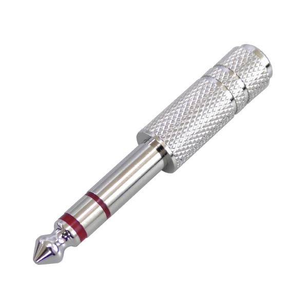 3.5mmモノラルミニプラグを6.3mm ステレオ標準プラグに変換するときに使用します。 片側：3.5mmモノラルミニジャック（メス）×1 片側：6.3mmステレオ標準プラグ（オス）×1 必ず分配方向(モノラル→ステレオ)でご使用ください。...