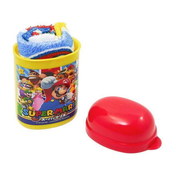 スケーター　スーパーマリオ17　おしぼりセット　OA4　綿100％　サイズ　ケース 約60x50x108mm 　おしぼり 約320x300mmコンパクトで持ち運びしやすいプラスチックのケース付きです行楽や普段つかいに便利なおしぼりセットです...