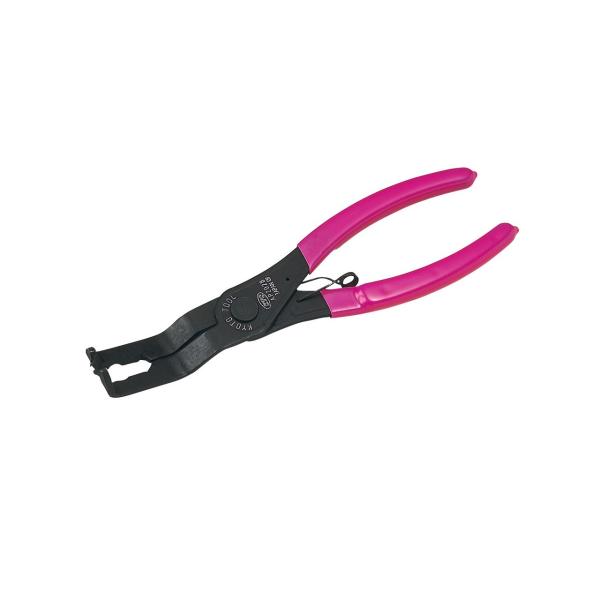 自動車のフロント・リアバンパー、フロントフェンダーライナー等に使用されている樹脂製クリップの取外しおよび装着時の軸部の縮め・挿入。