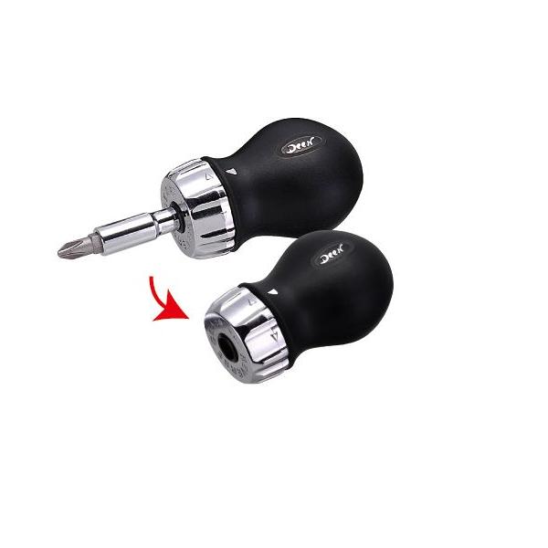 ハンドル部先端のシルバーの部分を回すことで右回し、固定、左回しの切り替えが可能です。シャンクはマグネットでビットを保持するようになっており、 一般的な1/4"ビットをご使用いただけます（両頭ビットは使用不可）。また、シャンクは別売りの150...