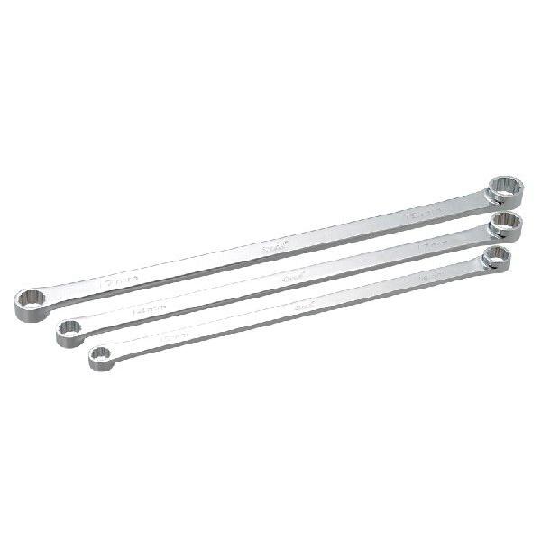■内容：12×14．14×17．17×19mm単品積み上げ価格￥7,440DEENの超ロングメガネレンチの特徴は、従来のメガネ部分にある「ザグリ」という、メガネ内側の面取り加工があえてされてなくエッジの立った仕様となっています！これにより、...