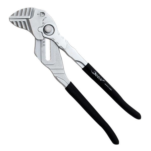 握力の10倍で掴むのでキズ付きにくいよう脱着式カバーが付属！掴み面には滑らないためのレーザー加工が施されています。【DNPW-250】・全長：265mm・開口幅：50mm・調整段数：20・先端厚み：8.2ｍｍ