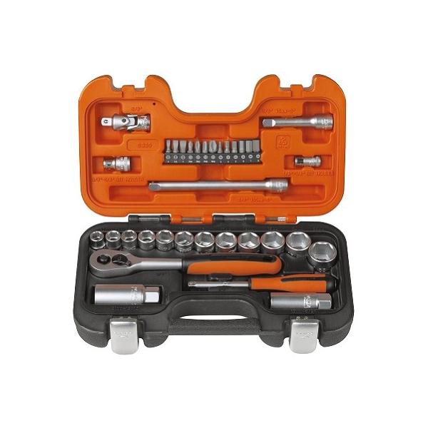 コンパクトな樹脂ケースに使用頻度の高い工具を詰め込んだバーコのセットです。【入り組み】専用樹脂ケース3/8SQ ラチェットハンドル1/4SQ スピナーハンドル3/8SQ エクステンションバー（3、6inch）3/8SQ ユニバーサルジョイン...