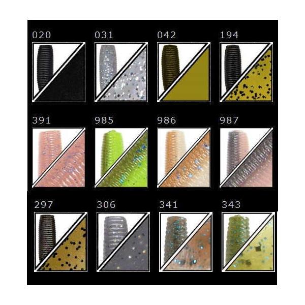 ■10本入り　タフな状況下でも最後の最後までバスが反応するライブベイトに近い微弱ライブ系波動を放つレッグワームは、ボディの縦と横の異なるリブとバイブレーションテールで、バスにとって「食べたい！」と思わせる弱った小魚の動きを超リアルに再現します。