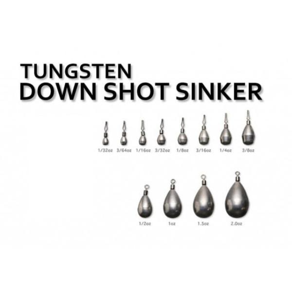 「高感度」と「使いやすさ」を追求した、比重18.2の"レインズ　タングステン　ダウンショットシンカー"！TG Down Shot Sinker1/32 oz (0.9g) 8個入り 1/32 oz (1.3g) 6個入り  1/16 oz ...