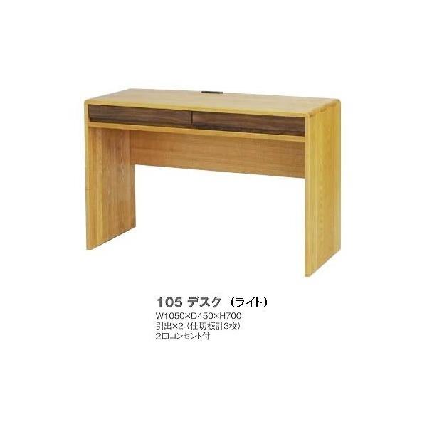 久和屋 105 デスク シンフォニー タモ無垢 オイル塗装 (ワックス仕上げ) 2口コンセント付 Ｆ☆☆☆☆ 送料無料 (玄関前まで) 北海道、沖縄、離島は除く。タモ無垢とウォールナット無垢と円錐形のデザインを取り入れたシンフォニーシリーズ。