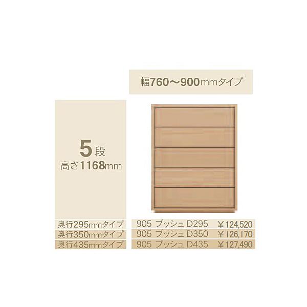 コモ 905プッシュ 5段チェスト H1168 奥行3タイプ：295/350/435mm 幅：760~900mm（1cm単位でオーダー可能）カラー：9色対応 送料無料（玄関前配送）コモのシリーズはチェストとキャビネットを組み合わせてご使用頂...