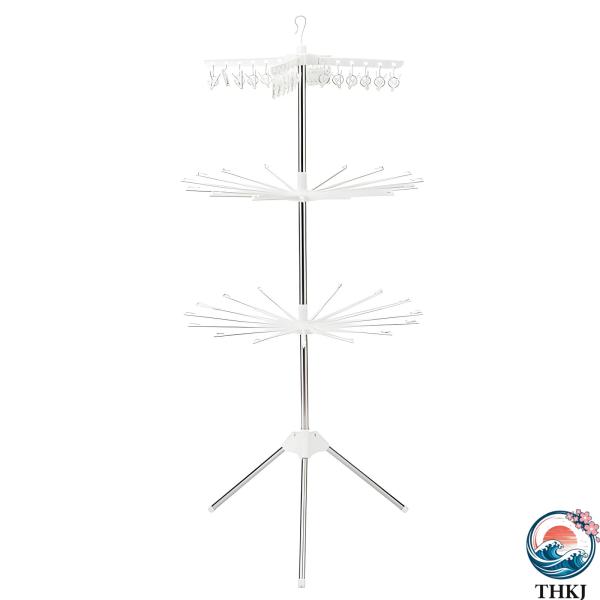 商品の説明                                                商品名： 3段回転式室内物干し 折りたたみコンパクトタイプ 商品説明： たっぷり干せる3段タイプの室内物干しです。 上段は取り外し可能...