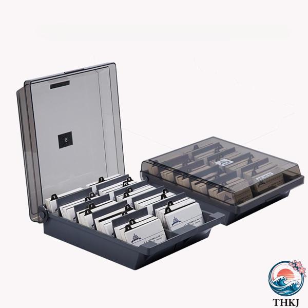 名刺整理箱 名刺ホルダー カードケース 透明蓋付き 1000枚収納 大容量 名刺立て 卓上 名刺 収納ボックス 仕切り板 アルファベット順ガイド付 カードスタンド 机