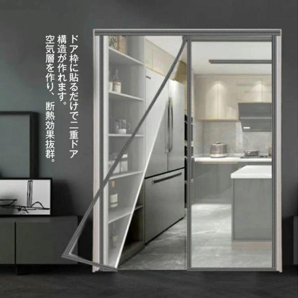商品説明  商品内容  透明度抜群で明るさそのまま。ドア枠に貼るだけで二重ドア構造が作れます。空気層を作り、断熱効果抜群。マグネットで自動開閉できるから、開けっぱなしすることもなく、冷風/熱気の侵入を防ぎ、ペットの要るご家庭も安心。マジック...