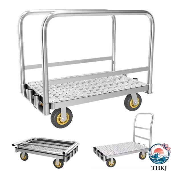 【2-in-1デザイン】フロントアームレスト1個とサイドアームレスト2個を備えた輸送用トロリー、フロントアームレストは頑丈なフラットベッドカートとして機能し、2つのサイドアームレストは木材カートと木材乾式壁マットレスカートの操作に使用できま...