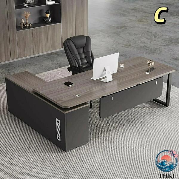 高品質素材：デスクトップは厚みのある無垢材パーティクルボードで作られており、木の自然な風合いを保つだけでなく、耐久性も向上させ、オフィス空間を温かみと快適さに満ち溢れたものにします。よく作られたスチールと木の構造のマネージャーデスクは、頑丈...