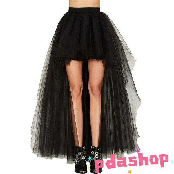 ダンス衣装 パニエ チュチュスカート 大人 レディース 春 夏 フレアスカート チュールスカート ロング丈 ボトムス 前 短く 後ろ 長い 不規則