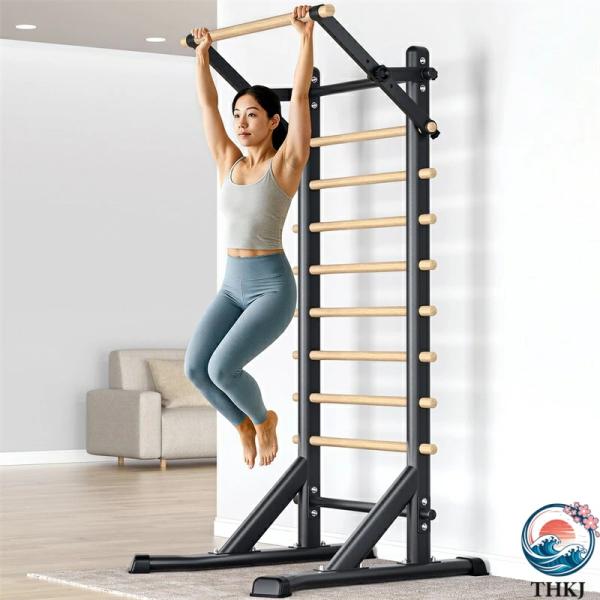 【素材】：パワータワーの重量は25kgで、極厚スチールパイプ製で、丈夫で耐久性に優れ、最大200kg/440ポンドの耐荷重があります。ハンドルはブナ材で作られており、細かく彫刻され磨かれており、表面は非常に滑らかで、非常に快適な感触で、割れ...