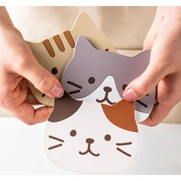 ネココースター かわいい ネコ 耐熱 耐寒 PVC 滑り止め 可愛い プレゼンド ギフト 家庭用