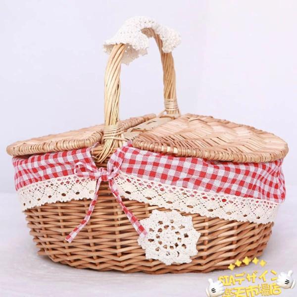 【丈夫なピクニックバスケット】：籐製ピクニックバスケットは手編みの籐でできており、頑丈で耐久性があり、持ち運び用ハンドルが付いており、持ちやすく、人間味のあるデザインで、美しく実用的です。 サイズ: S-25*18*13cm（手提げ部分の寸...