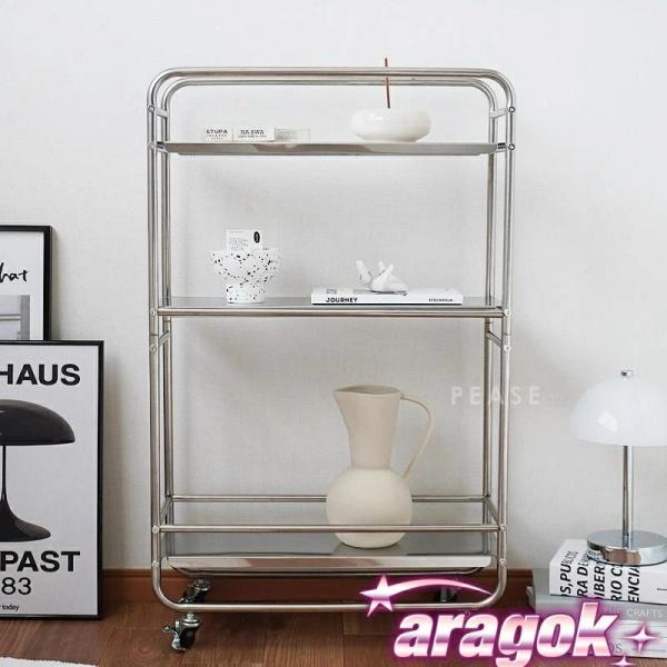 ステンレスワゴン キャスター付き 組み立て式 ラック 3段 収納 スリム キッチン収納 ディスプレイラック おしゃれ モジュール家具 北欧 韓国