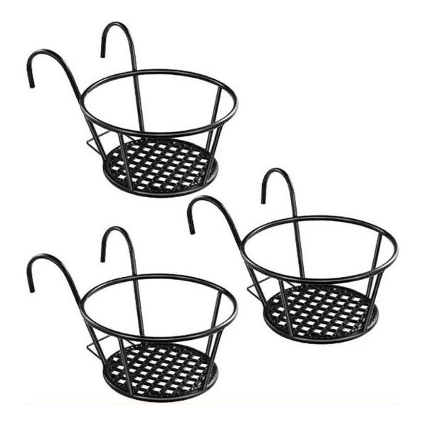 プラントホルダー3個セットです。 バルコニーやフェンスなど屋外はもちろん、手すりなど屋内でもご利用いただけます。  頑丈なアイアン製でシンプルでおしゃれなデザイン。 ブラックなのでどんな場所にも合い、なじみます。  フックをかけるだけなので...