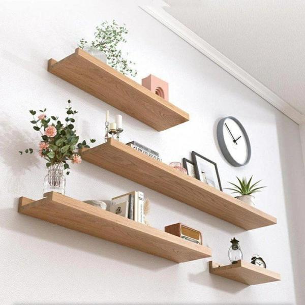ウォールシェルフ ウッドシェルフ 松の木 木製 壁掛け 棚 壁面収納 飾り棚 インテリア 耐荷重20kg ナチュラル 長さ30cm長さ60cm 長さ90cm 奥