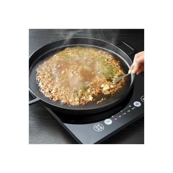 ■商品説明  ●卓上コンロや卓上IH調理器でも使えるお好み焼き用鉄板！  ●お好み焼きではもちろん、焼き肉やもんじゃ焼き、焼きそばなどにもおすすめです！  ●強火の加熱が可能なので使い勝手は抜群！  ●使い始めは油を馴染ませ、油を馴染ませて...