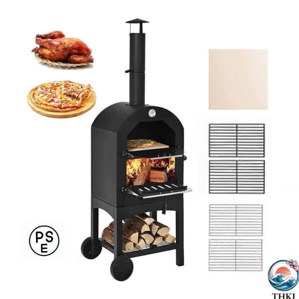 【2層 薪 ピザメーカーの素材】2層 薪 ピザメーカーフレームは高品質のステンレス鋼で作られ、外層に高温耐性粉体塗装が施されており、防錆性と耐腐食性に優れ、耐久性が向上し、掃除が簡単です。【ポータブル ピザ焼き釜 仕様】ポータブル ピザ焼き...