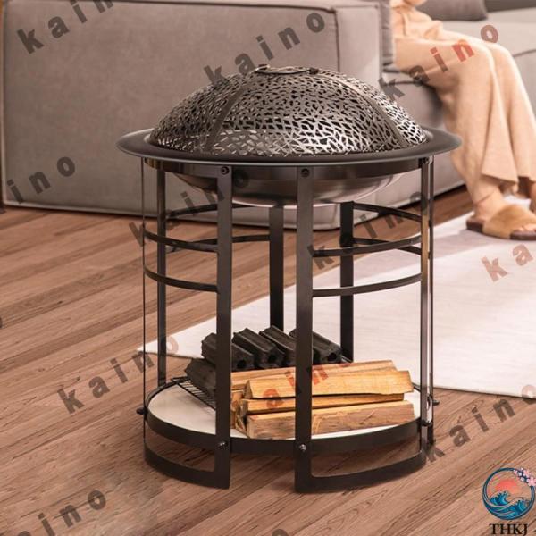 ファイヤーピット 室内暖房 薪 焚き火台 蓋付き 炭火鉢 暖房ストーブ 丸太火格子 屋外用 焚火台 カーボン火鉢 バーベキューコンロ 薪暖炉 薪ストーブ 自宅 家庭