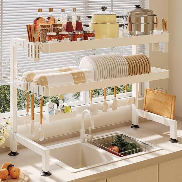 水切りラック シンク上 2段 食器水切り 食器収納 キッチン収納 水切りかご キッチンラック 皿立て 箸入れ まな板立て ディッシュラック 台所