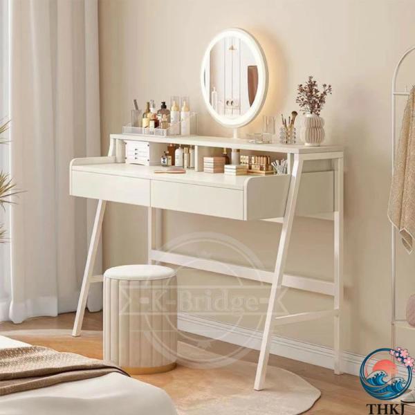 ? 【十分な収納スペース】ドレッサー マルチフォーム収納スペース、2つの大きな引き出し、二層テーブルトップは、フェイスマスク、アイシャドウパレット、メイクブラシなどのさまざまな化粧品に最適なソリューションです。 化粧台 広々としたデスクトッ...