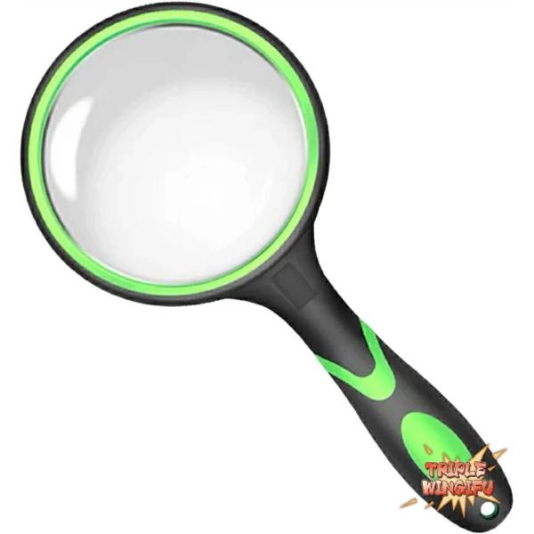 【手持ちルーペ】拡大鏡のレンズは直径100mmで、グリーン、1個、より広い範囲をカバーするので、文章全体や短い文章を一度に読むことができる。操作が簡単，もう目を細めることなく読むことができる！ 【持ちやすい】当社の手持ち拡大鏡は、人間工学に...