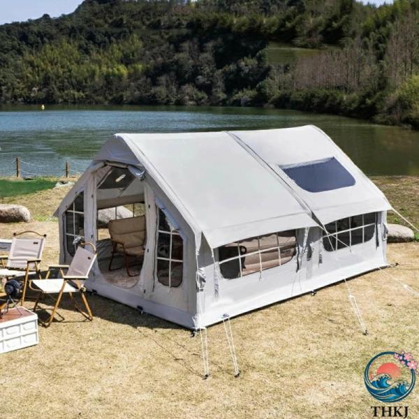 ? 【高品質素材】150D フィラメント ポリエステル生地のエアーテントは、撥水性と通気性を適度にバランスさせ、快適で蒸れません。昼夜の温度差に耐え、冷気の流れを防ぎ、室内環境を快適に保ち、風雨から保護します。 ? 【広々とした空間】グラン...