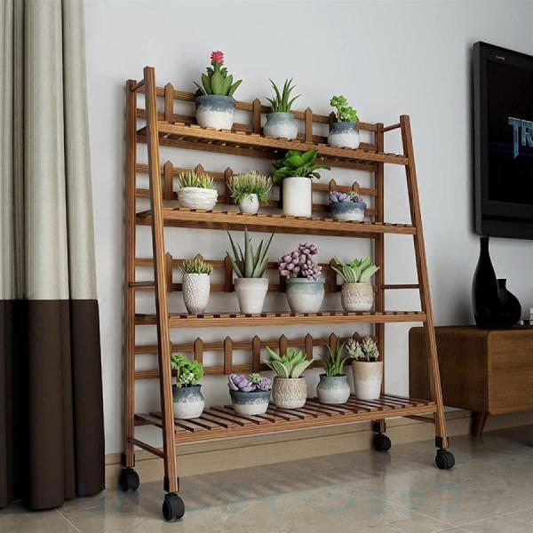 フラワースタンド ガーデンラック キャスター付き 簡単組み立て 木製 大容量 室内 屋外 花台 ガーデニング 花棚 盆栽棚 多肉植物棚 多機能収