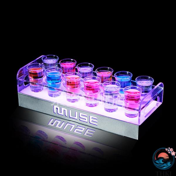 led酒ボトルの表示棚 ワインラック 充電式【ワイングラス含む 】コカボムタワー カクテルグラスホルダー アイスワインラック 家庭用/商業用 居酒屋、KTV、ナイト