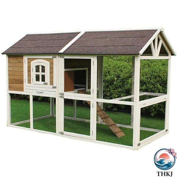 ?この大型ウサギ小屋は木製で、すべての金網は偶発的な怪我を防ぐためにしっかりと溶接されており、動物に無害な環境に優しいワニスで塗装されています。 ? アスファルトの屋根と木製の壁の塗装は雨水から保護し、天候パターンに耐えます。屋外用に設計さ...