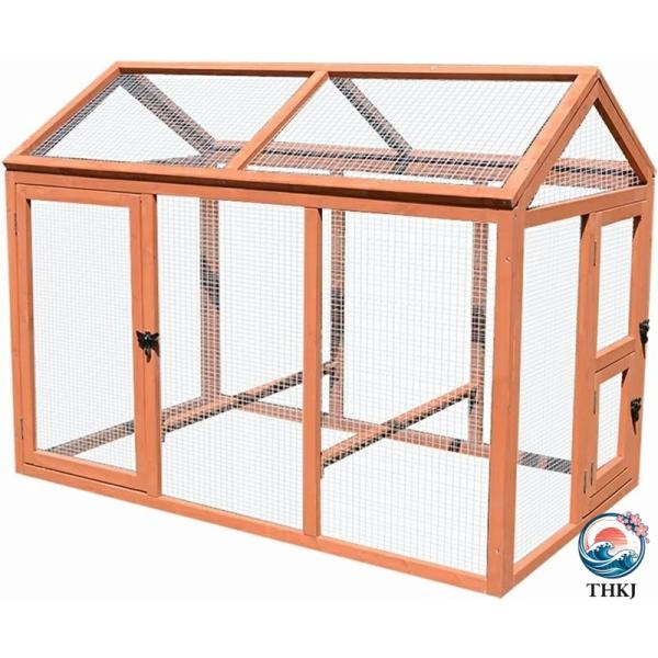 ? 高品質素材：無垢材とステンレスメッシュを使用し、環境にやさしいニスでコーティングされた特大鳥小屋。風や日差し、雨に強い設計で、ペットに快適で安全な環境を提供します。 ? 多用途設計：家庭、動物園、ペットショップなどでの使用に適しています...