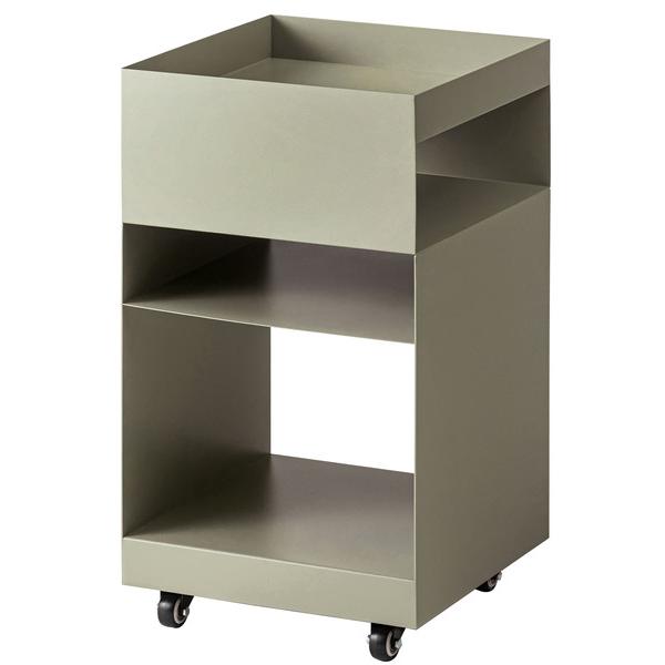 【サイズ(cm)】W35×D35×H62.5【スペック】スチール（粉体塗装）【組立】組立式【静的耐荷重】20kg【商品重量（kg）】10【原産地】中国【その他】空間に合わせたスタイリッシュワゴンマットな質感と収納力が魅力的なサイドテーブルワ...