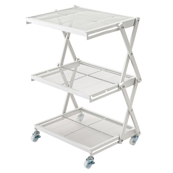 沖縄・離島は、配送不可となります。すっきりとしたシンプルなデザインのフォールディングラック。2段階の高さ調整が可能で、使わないときは折りたたんで省スペースに収納。移動がしやすいキャスター付きのため、様々な場所で活躍します。●2段階で高さ調整...