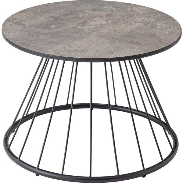 【サイズ(cm)】W50×D50×H35cm【スペック】メラミン化粧樹脂 スチール(粉体塗装) 【組立】完成品【静的耐荷重】20kg【商品重量（kg）】5【原産地】中国【その他】空間を美しく魅せるラウンドテーブル中央に向かって伸びる細いブラ...