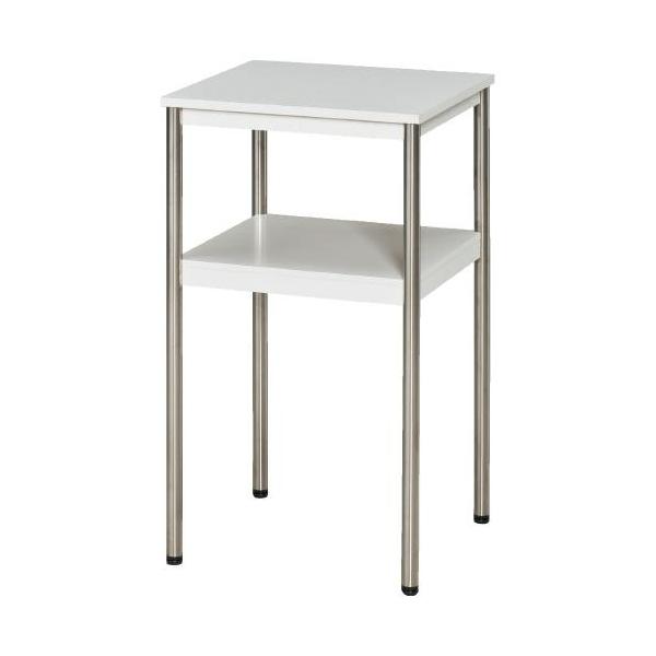 メーカー直送となります。●規   格 ： 天板サイズ　400×400mm ●外寸法 ： W400×D400×H700mm ●質　量 ： 4.3kg ●色　：　ホワイト●材質 ： 天板・棚板 : ポリ化粧板 / 脚 : φ25ステン巻パイプ ...