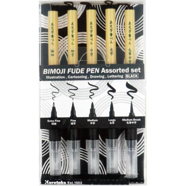 【全国送料無料】BIMOJI FUDE PEN Assorted set/ 5本セット美文字筆ぺん全5種類が入ったセットです。イラスト、マンガ、ドローイング、レタリングなど、様々な作品に使いやすいセットです。なぞり書き用下絵付き。【サイズ】...