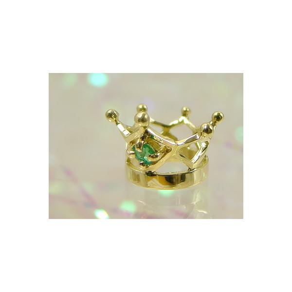 ちいさな王冠がかわいい男の子向きのベビーリング■誕生石：エメラルド（05月の誕生石）■刻印できる文字数：18文字■刻印できる文字：英数字（大文字）「＆」「スペース」「：」「.」■リング：K18イエローゴールド/縦10mm×横9mm×高7mm...