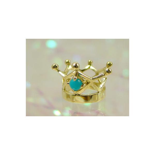 ちいさな王冠がかわいい男の子向きのベビーリング■誕生石：ターコイズ（12月の誕生石）■刻印できる文字数：18文字■刻印できる文字：英数字（大文字）「＆」「スペース」「：」「.」■リング：K18イエローゴールド/縦10mm×横9mm×高7mm...