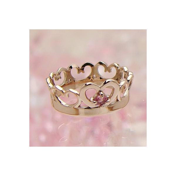 ハート型ティアラをモチーフにしたベビーリングです。当店販売の「ティアラベビーリング（別商品）」よりちょっと大きめです！■材質：K10PG（ピンクゴールド）■宝石：ピンクトルマリン（10月の誕生石/天然宝石）■サイズ：縦約6mm×横約13.5...