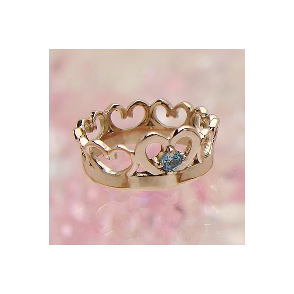 ハート型ティアラをモチーフにしたベビーリングです。当店販売の「ティアラベビーリング（別商品）」よりちょっと大きめです！■材質：K10PG（ピンクゴールド）■宝石：ブルートパーズ（11月の誕生石/天然宝石）■サイズ：縦約6mm×横約13.5m...