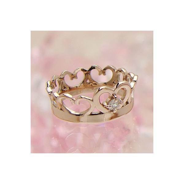 ハート型ティアラをモチーフにしたベビーリングです。当店販売の「ティアラベビーリング（別商品）」よりちょっと大きめです！■材質：K18PG（ピンクゴールド）■宝石：ダイヤモンド（4月の誕生石/天然宝石）■サイズ：縦約6mm×横約13.5mm×...